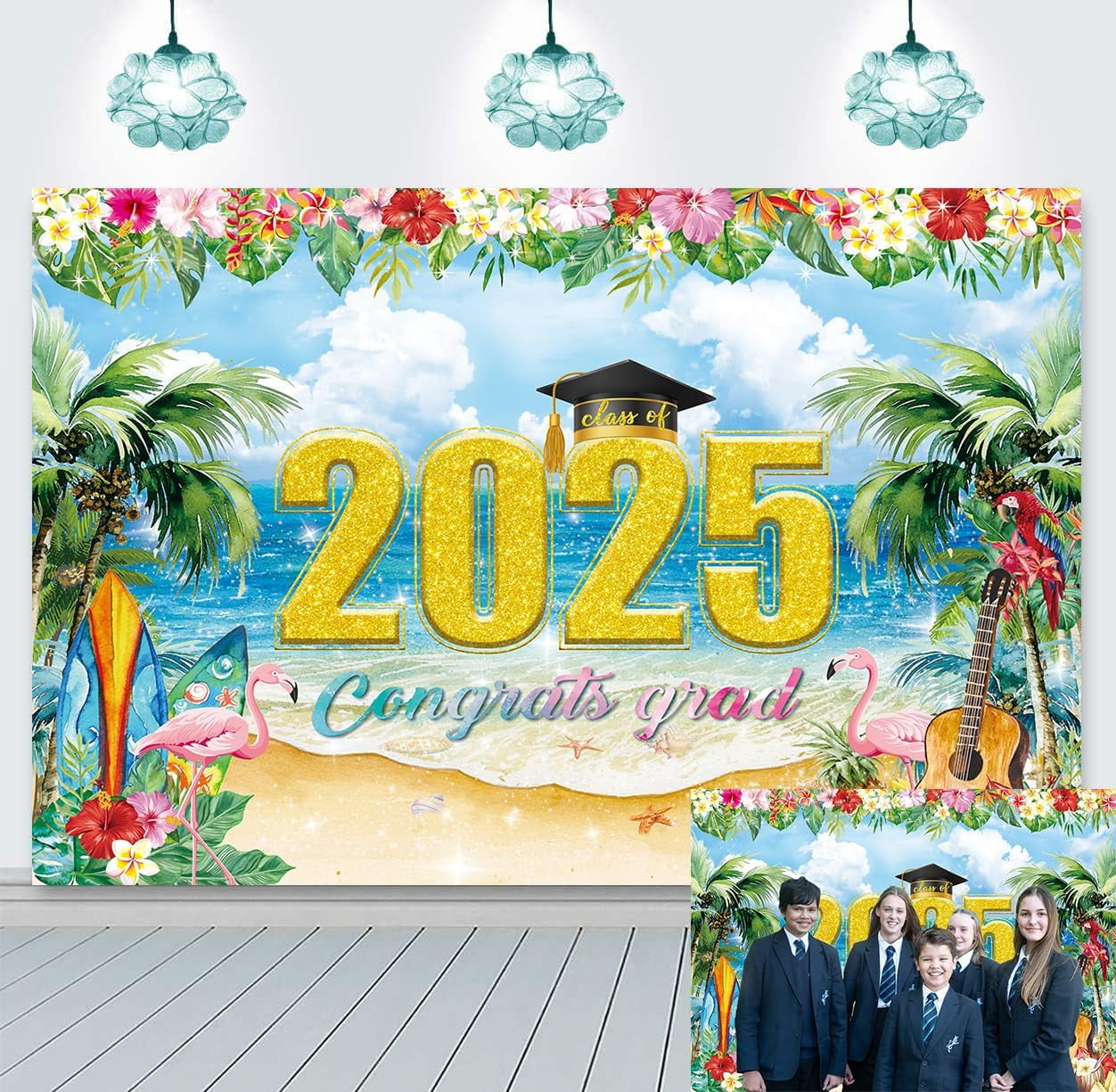 Congrats Grad Class of 2025 Backdrop for Beach Themed Party Graduation ...