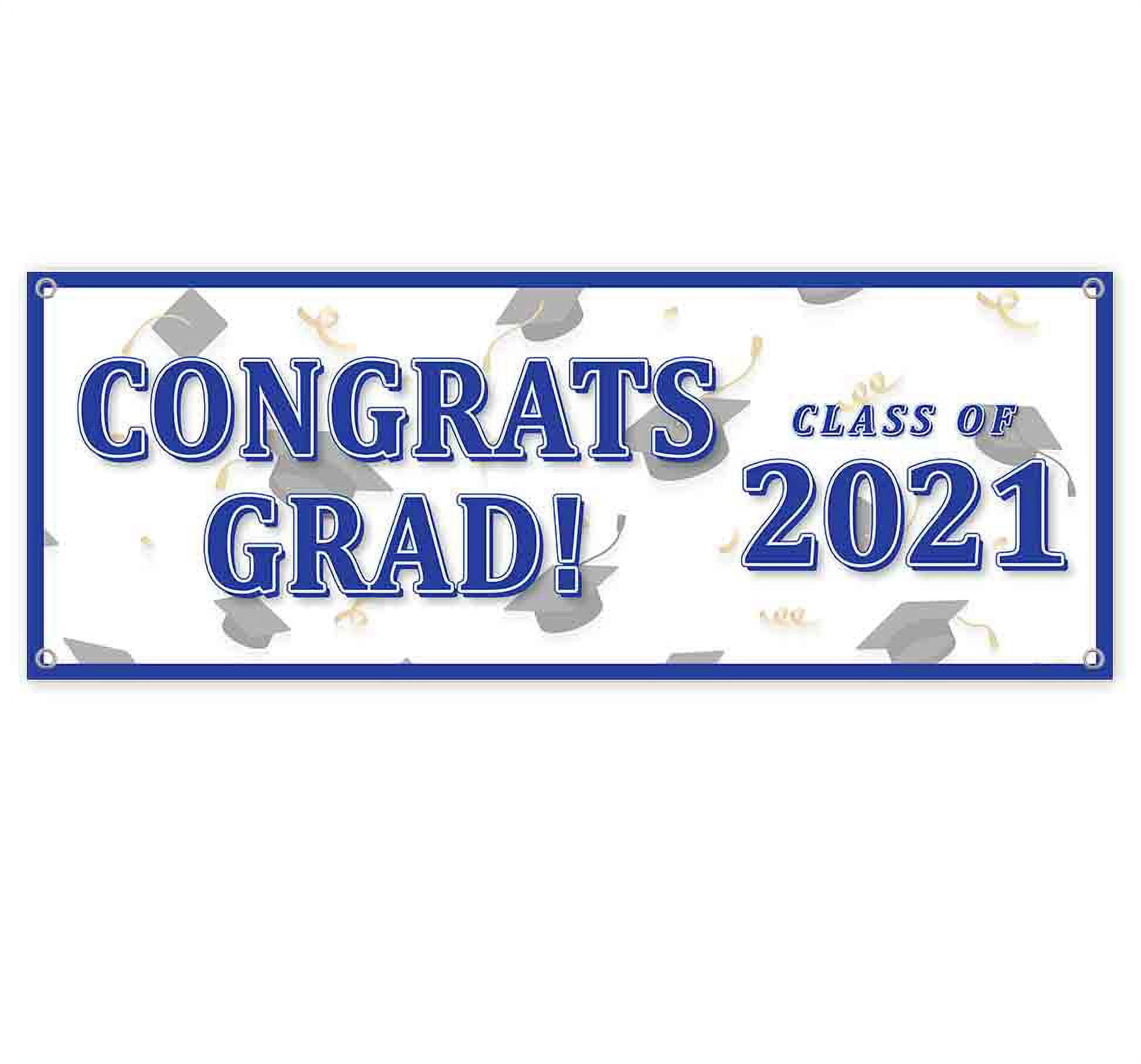 Congrats Grad Class of 2021 13 oz Banner 13 oz Vinyl Banner With Metal ...