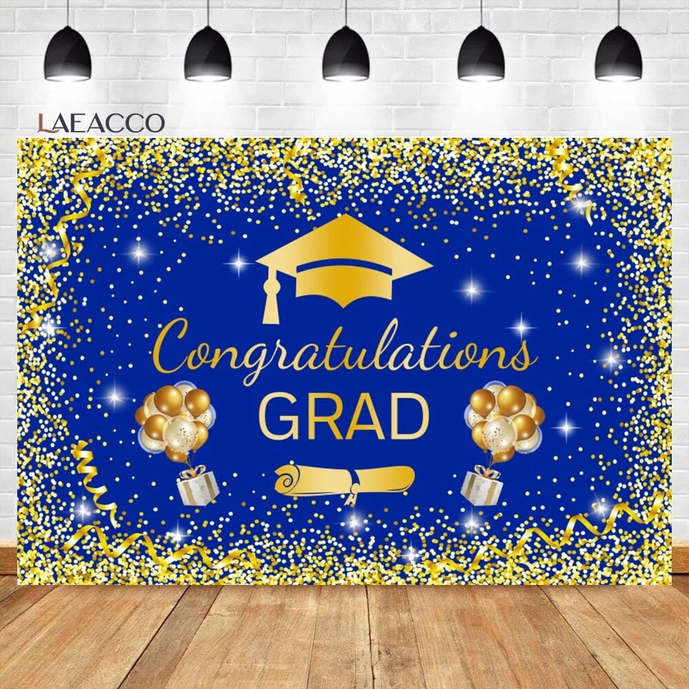 Congrats Grad Class of 2024 Backdrop Graduation Academic Cap Boys Girls ...