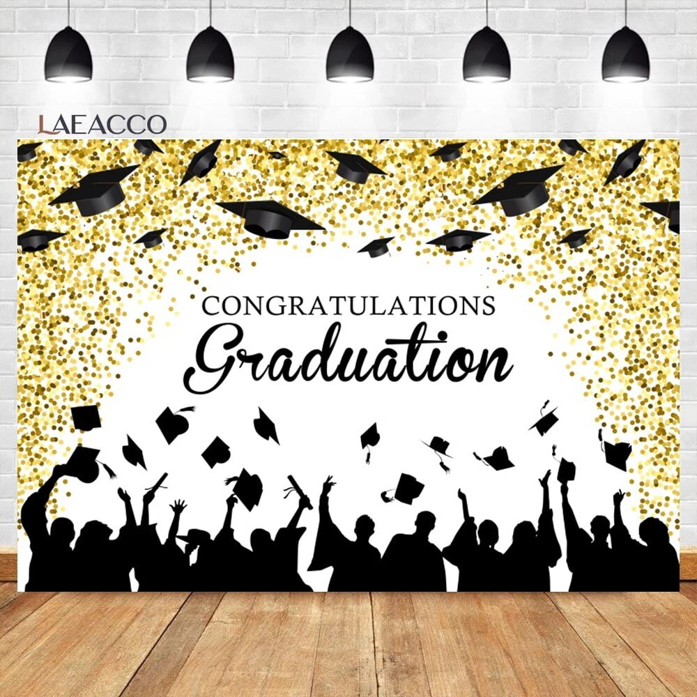 Congrats Grad Class of 2024 Backdrop Graduation Academic Cap Boys Girls ...