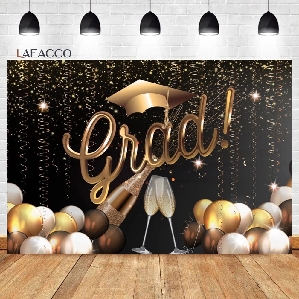 Congrats Grad Class of 2024 Backdrop Graduation Academic Cap Boys Girls ...