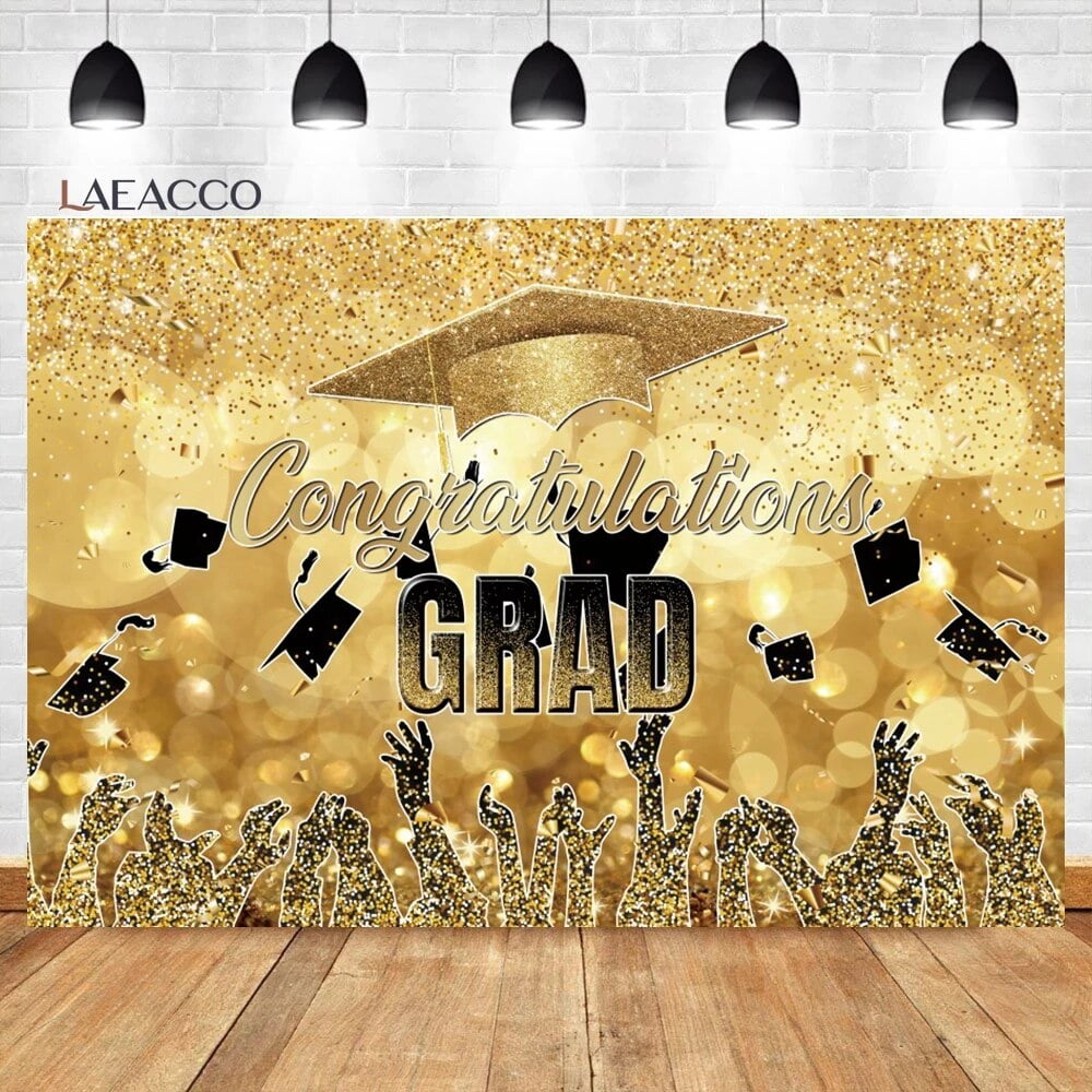 Congrats Grad Class of 2024 Backdrop Graduation Academic Cap Boys Girls ...