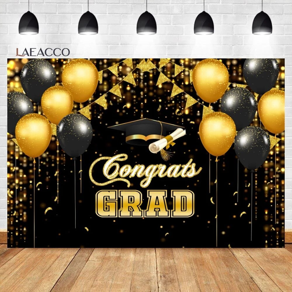 Congrats Grad Class of 2024 Backdrop Graduation Academic Cap Boys Girls ...