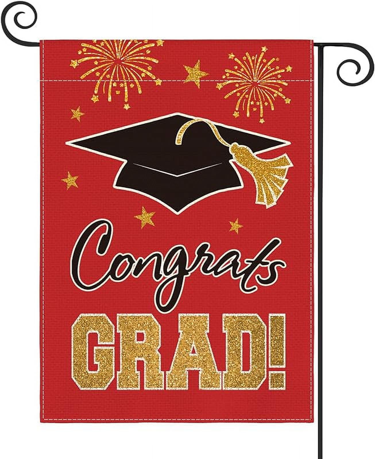 Congrats Grad Diploma Cap Garden Flag Double Sided, Class Of 2024 ...
