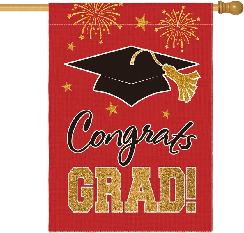 Congrats Grad Diploma Cap House Flag Double Sided, Class Of 2024 ...