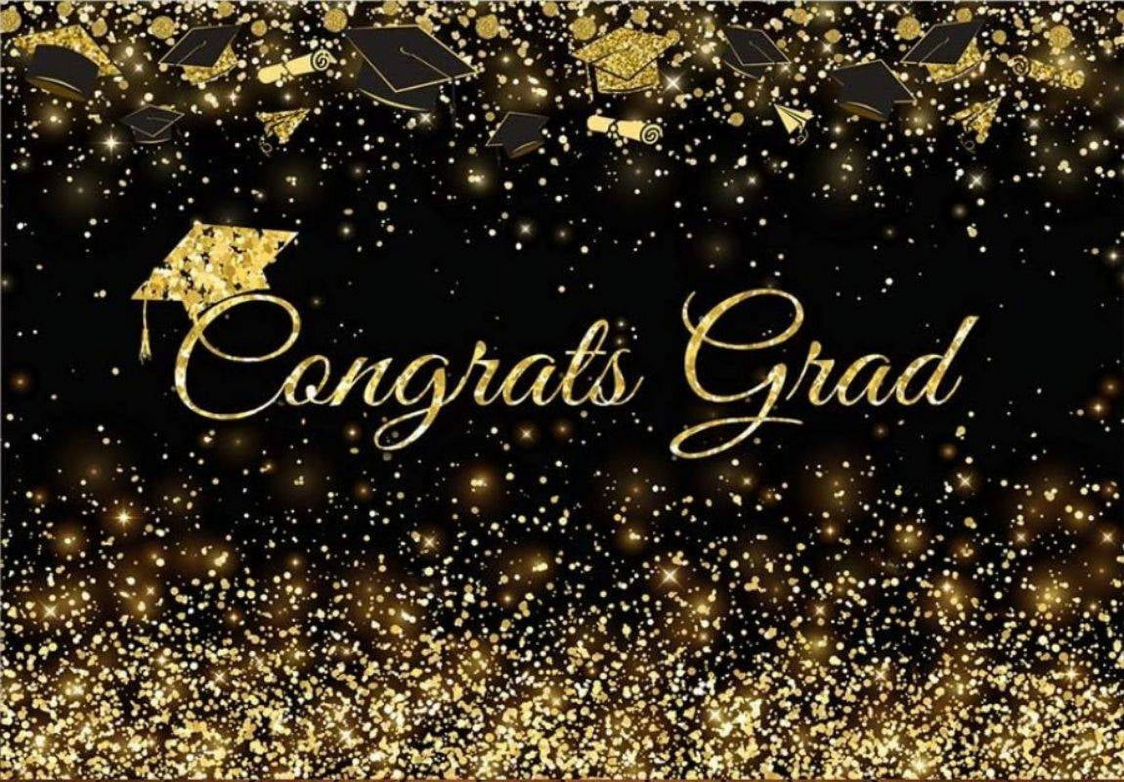 Congrats Grad Floral Backdrop Congratulate Graduation Black and White ...
