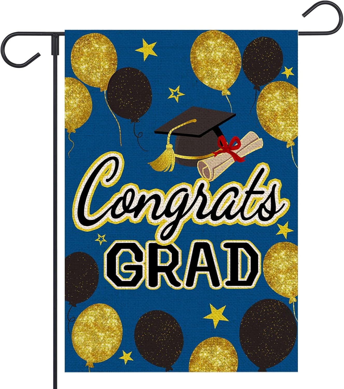 Congrats Grad Garden Flag Double Sided Outside Diploma Cap Balloons ...