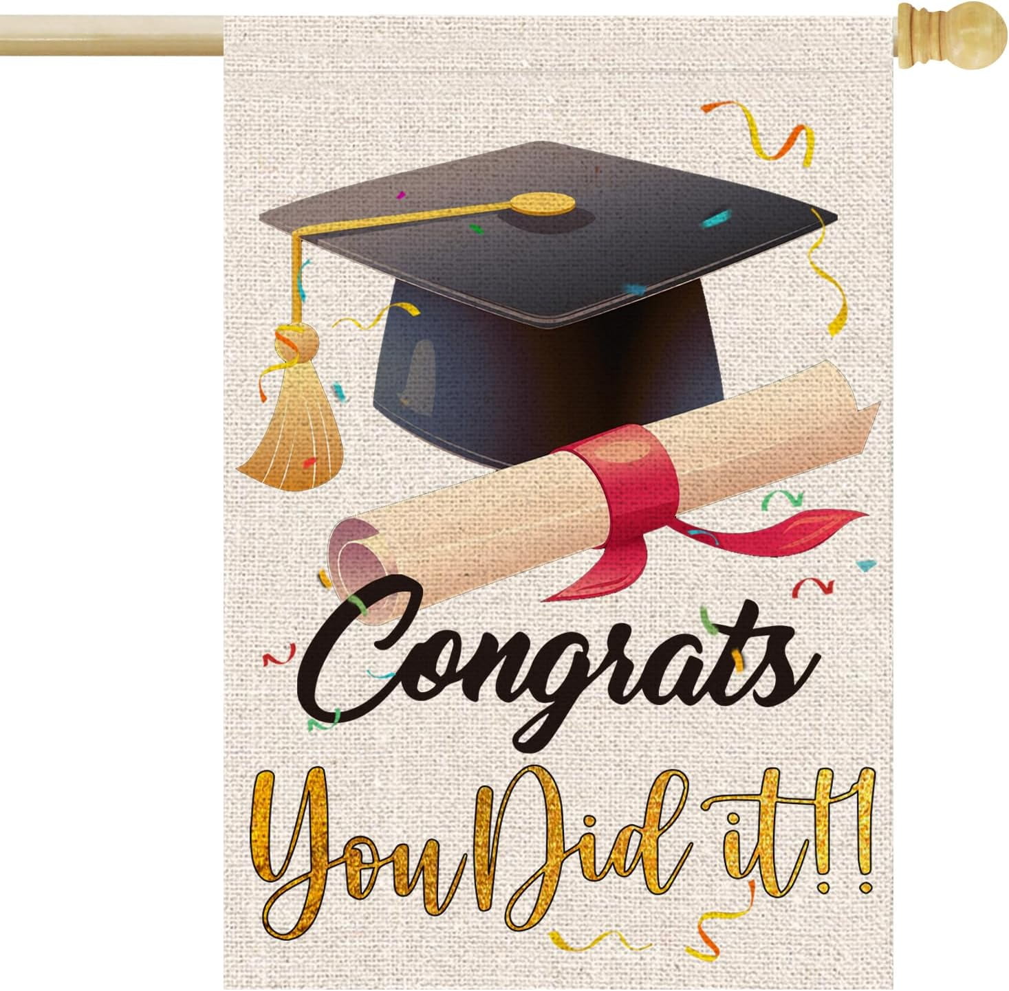 Congrats Grad Garden Flag Double Sided Outside Diploma Cap You Did It ...