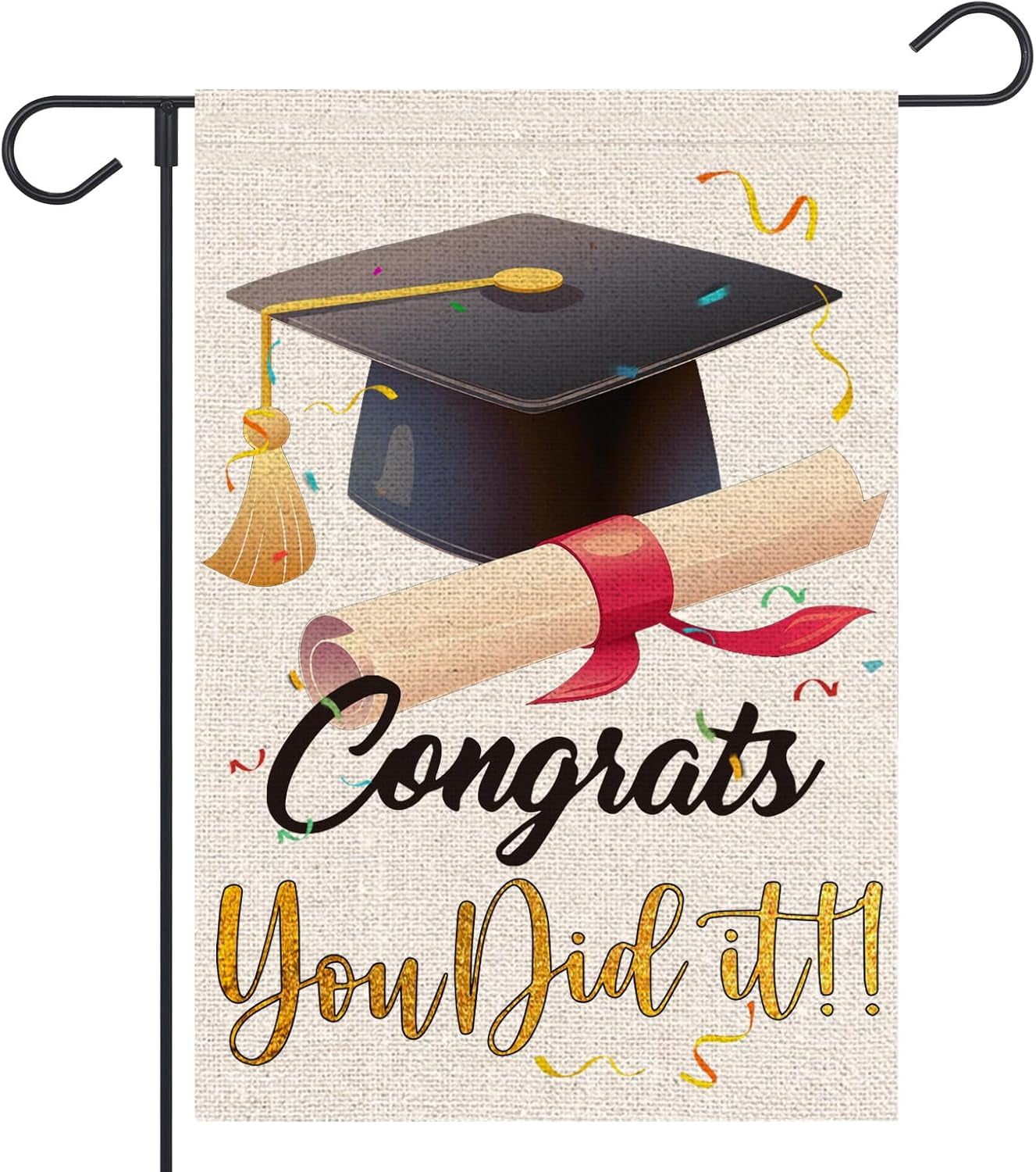 Congrats Grad Garden Flag Double Sided Outside Diploma Cap You Did It ...