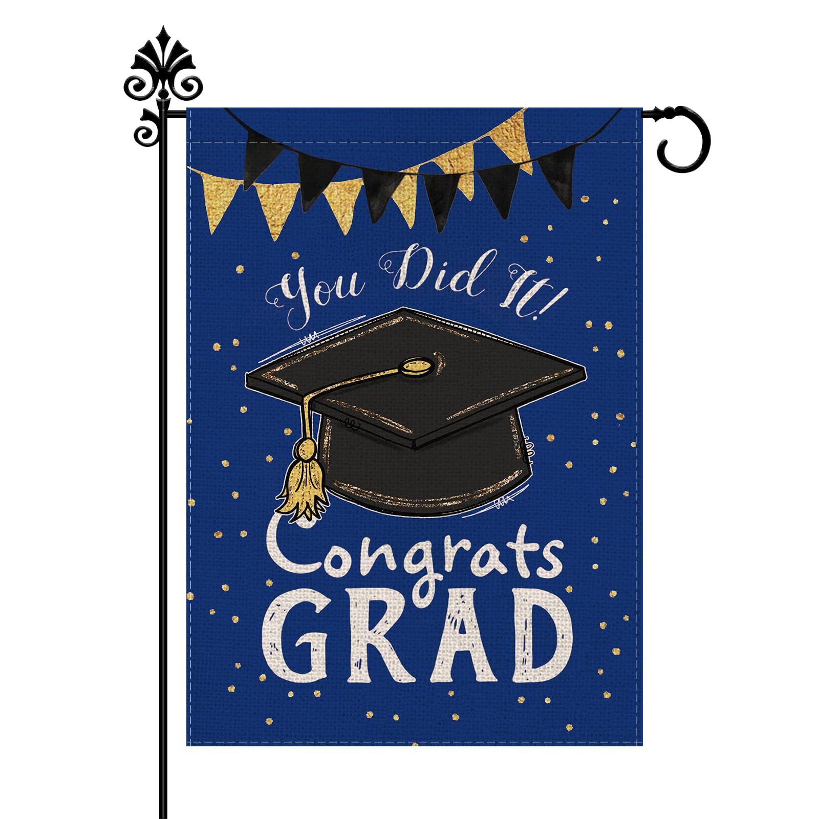 Congrats Grad Garden Flag Graduation Cap Vertical Double Sided 12.5 x ...