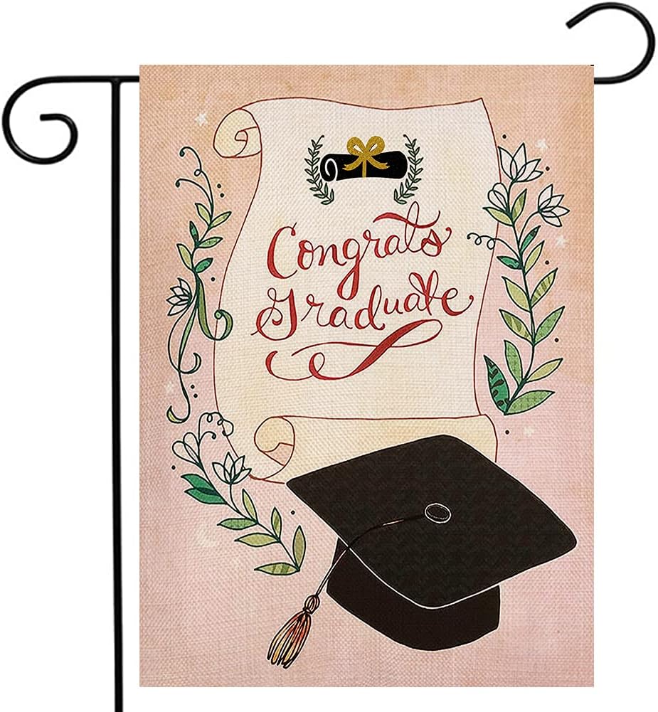 Congrats Grad Garden Flag Vertical Double Sided Diploma Cap, 2021 ...
