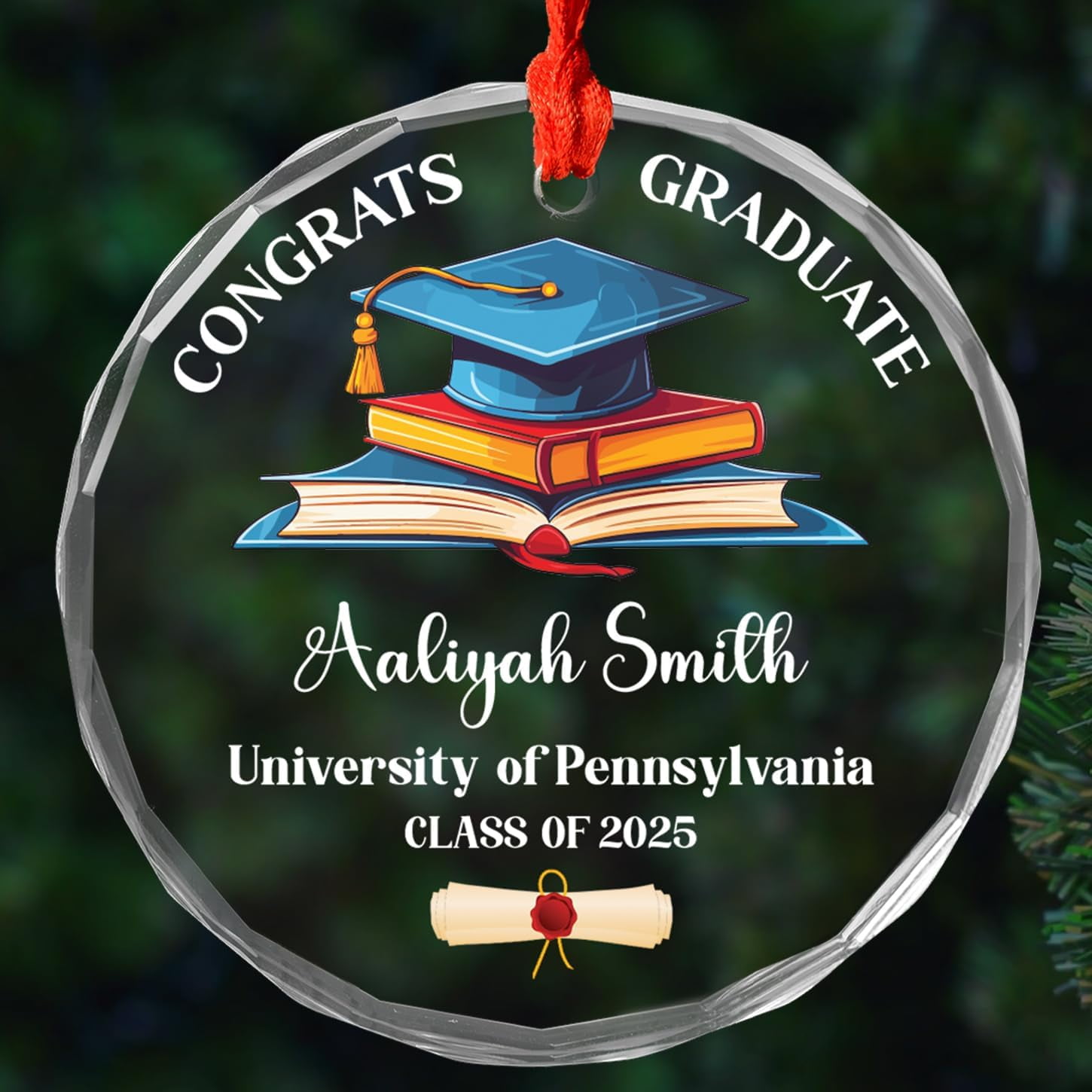 Congrats Grad Glass Ornament, Personalized Graduation Christmas ...