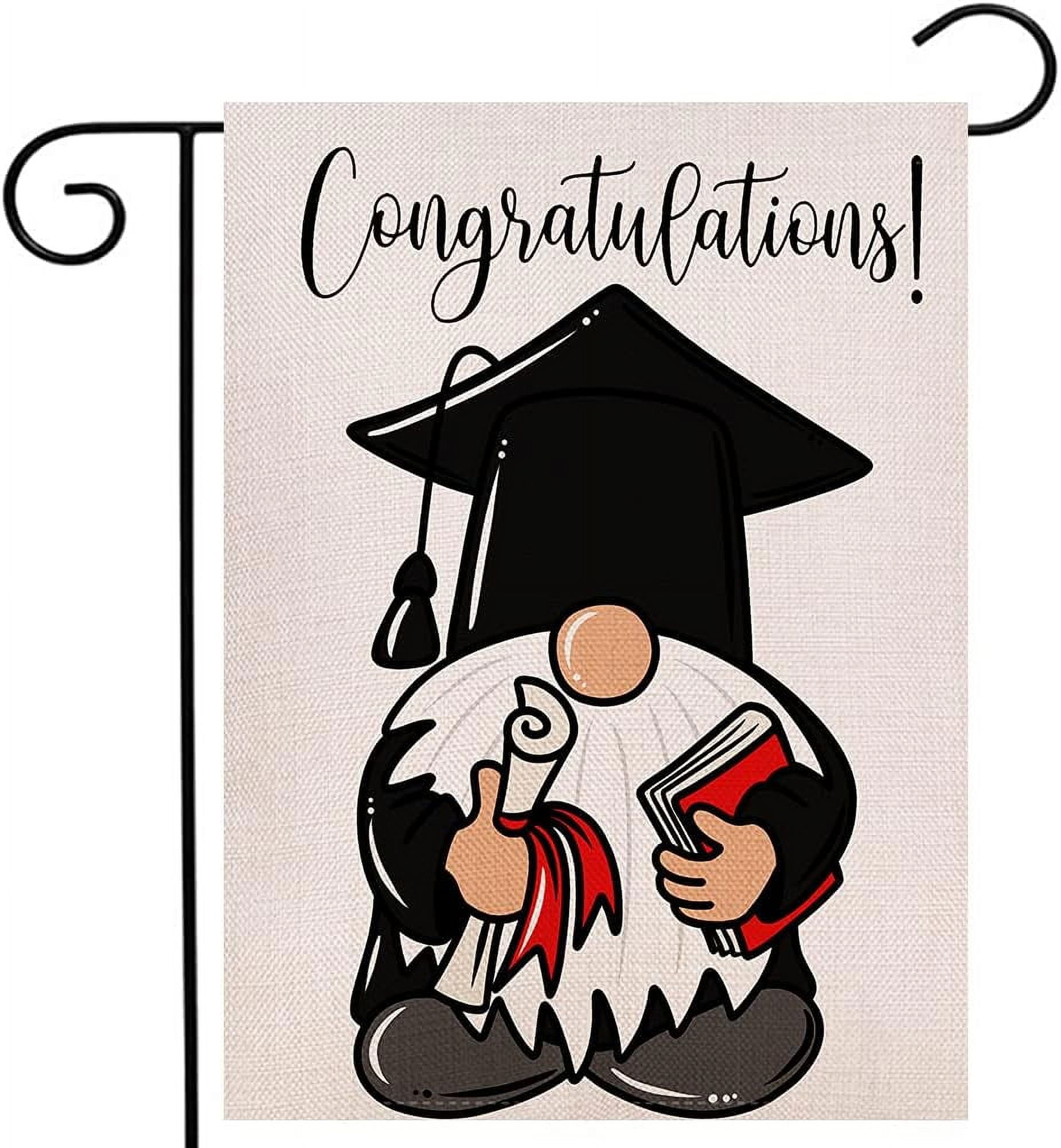 Congrats Grad Gnome Garden Flag 12x18 inch Vertical Double Sided Party ...