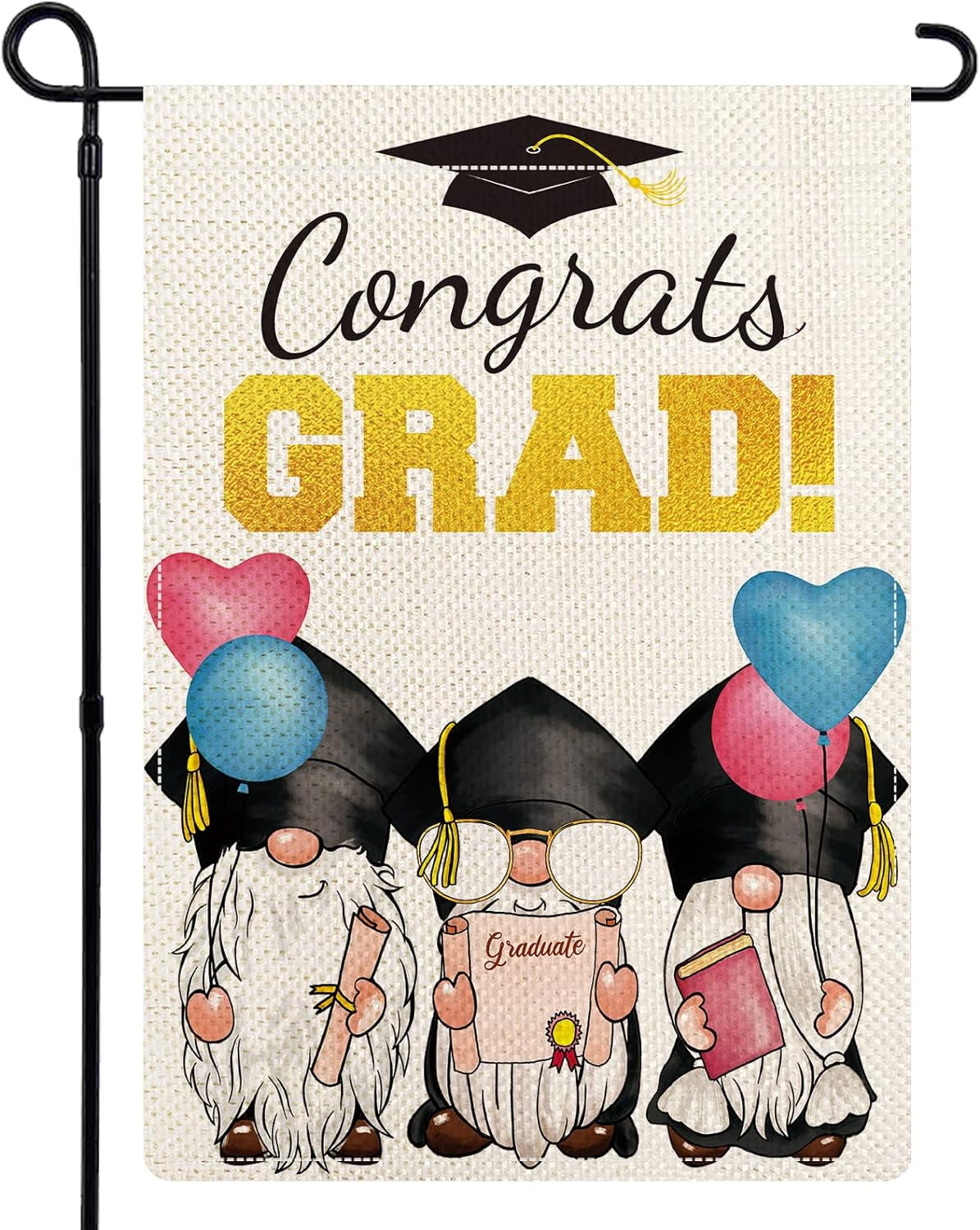 Congrats Grad Gnome Garden Flag for Outside, 28X40 inch Double Sided ...