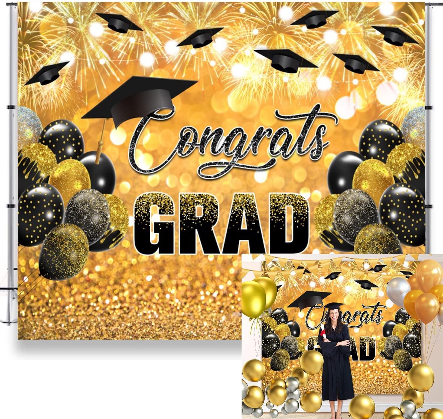 Congrats Grad Graduation Backdrop 2024 Prom Backdrop Class of 2024 ...