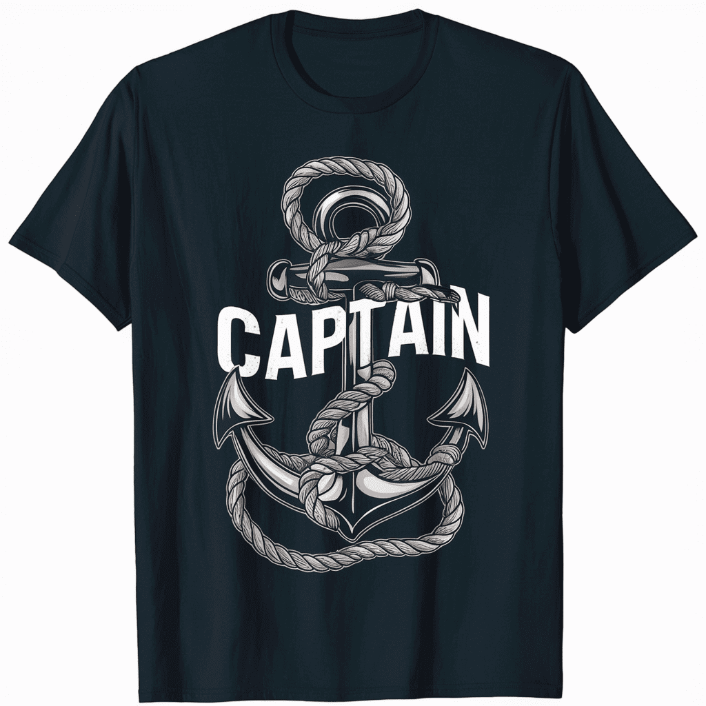 Vintage Anchor Captain Maritime Nautical Style T-Shirt - Walmart.com