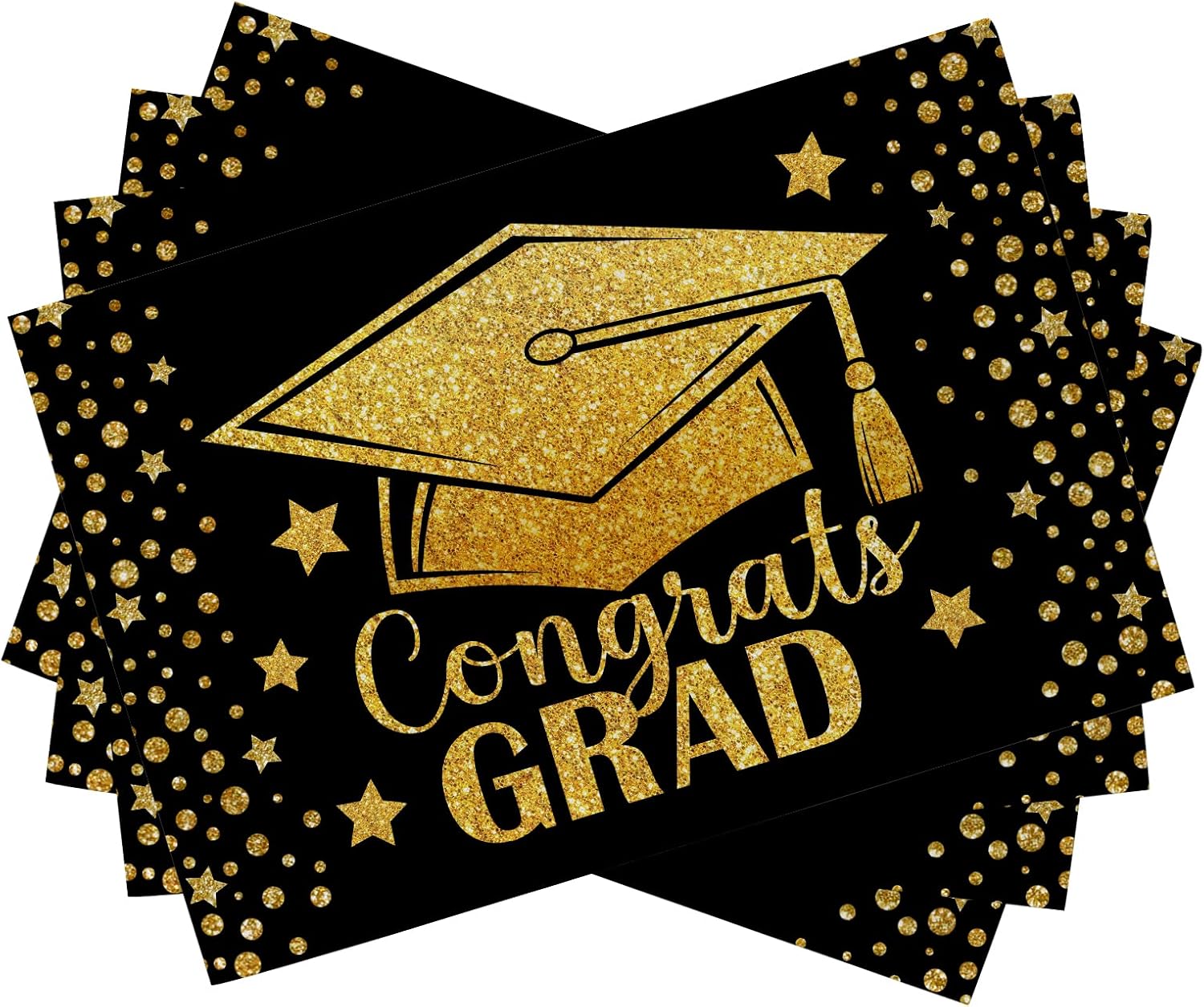 Congrats Grad Graduation Cap Placemats Set of 4, Class of 2024 Black ...