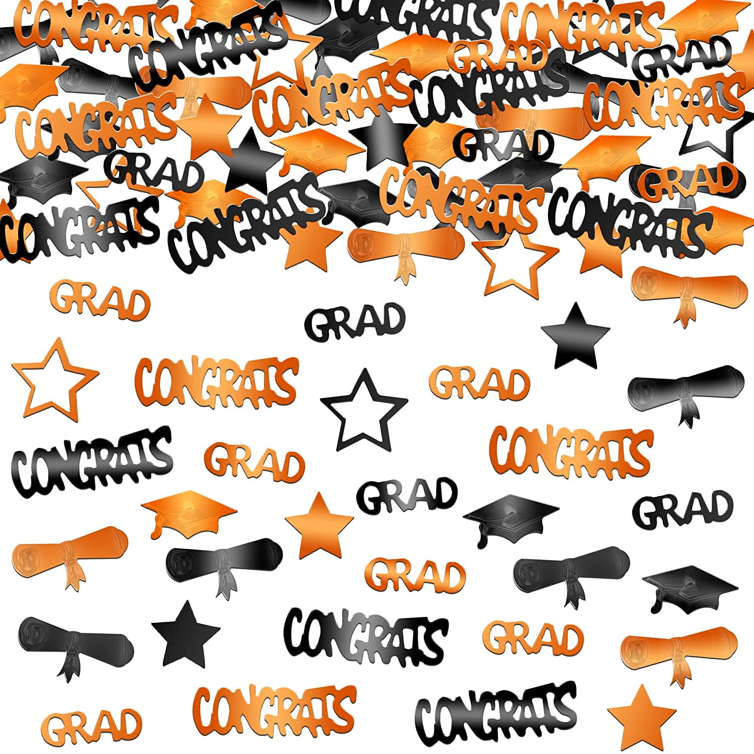 , Congrats Grad Graduation Confetti 2025 - Pack of 1000 | Orange and Black Class of 2025 ...