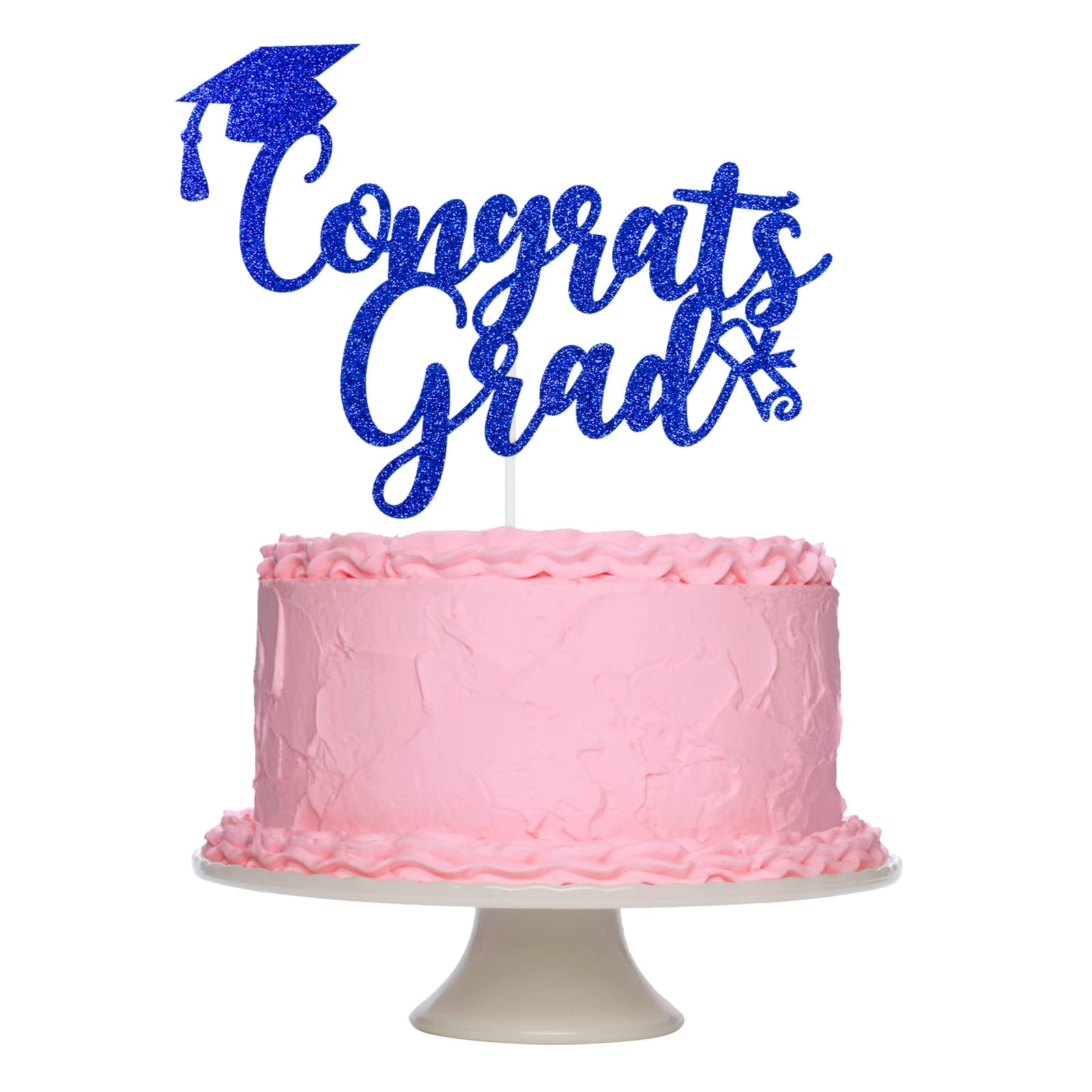 Congrats Grad Graduation SCH4 Cake Topper Blue Glitter, Graduation Cake ...