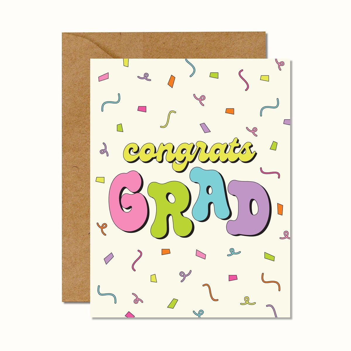 Congrats Grad Greeting Card – Colorful Fun Design with Confetti – Blank ...