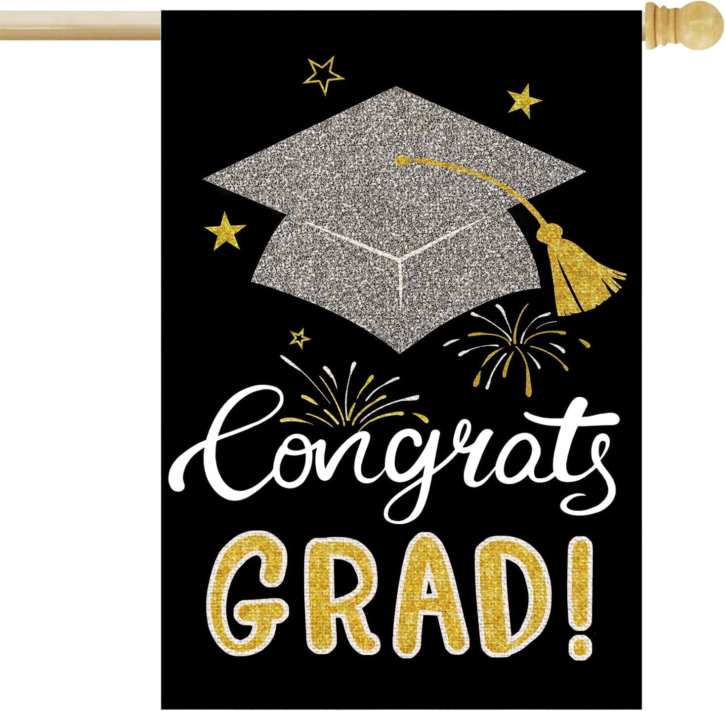Congrats Grad House Flag Double Sided Outside Large Burlap Flag, Class ...