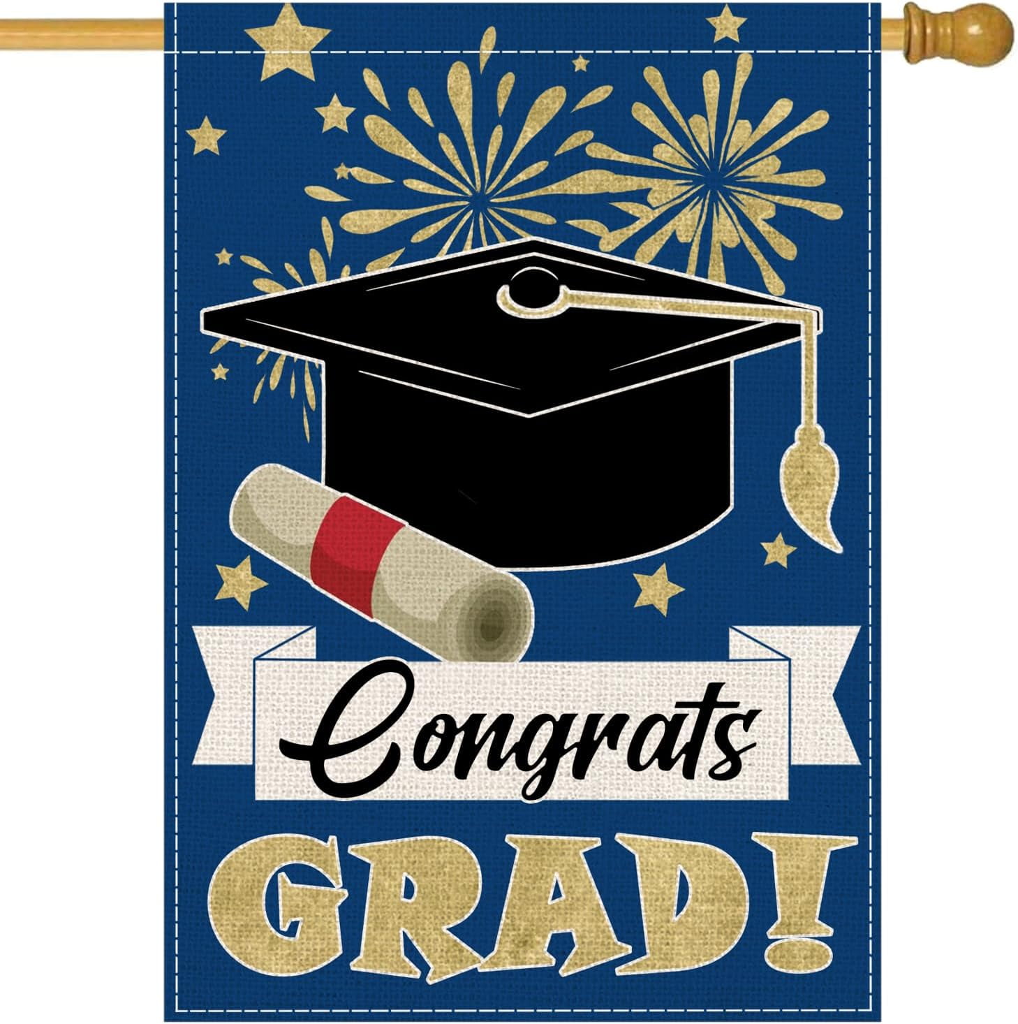 Congrats Grad House Flag Graduation Cap Vertical Double Sided 28 x 40 ...