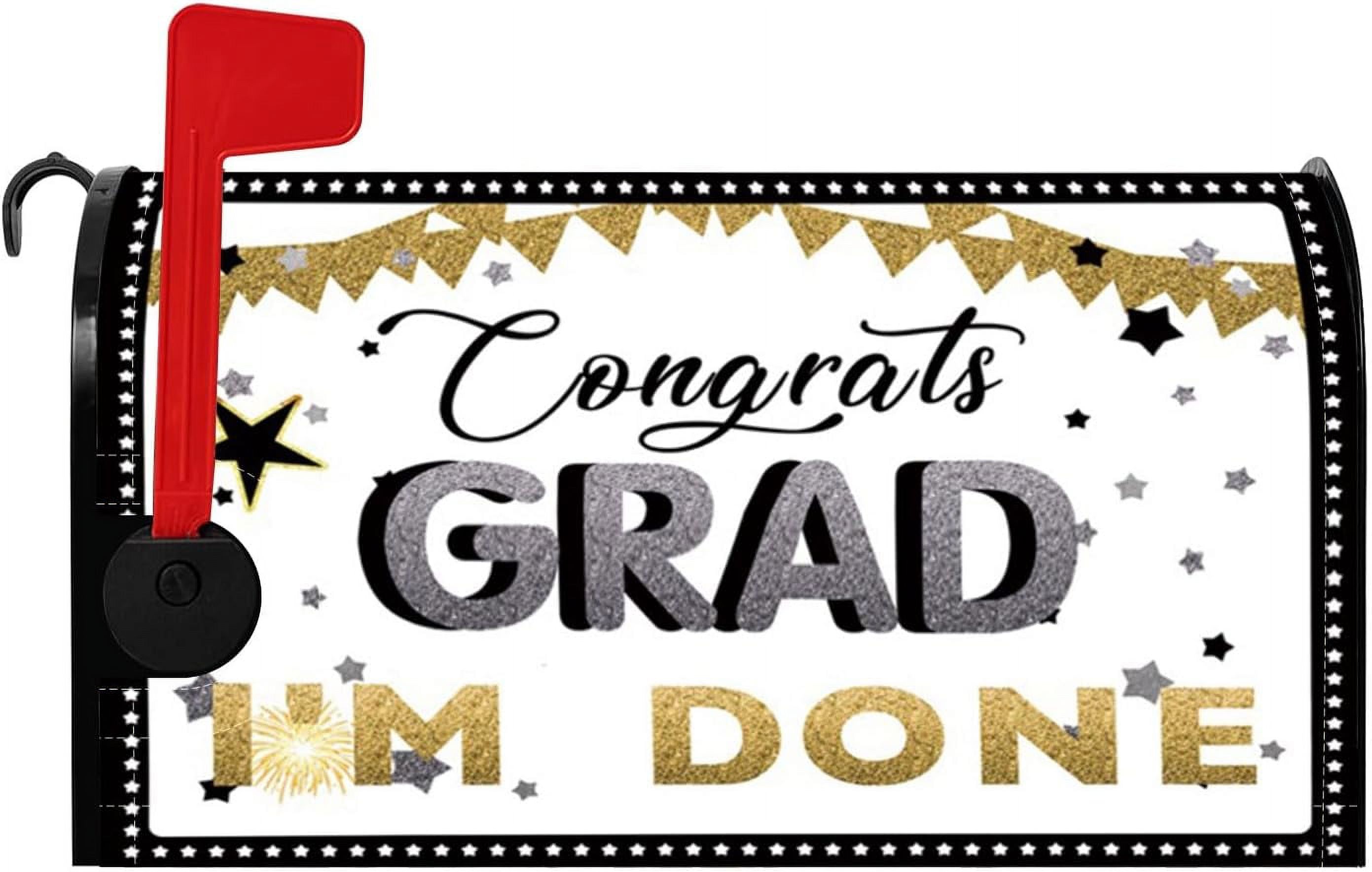 Congrats Grad I''m Done Mailbox Cover Stars Fireworks Banners Magnetic ...