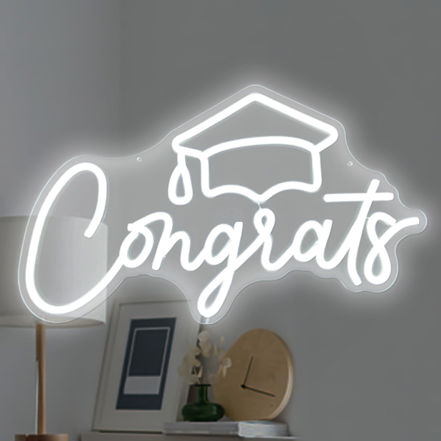 Congrats Grad Neon Sign with Graduation Cap Dimmable Congrats Led Light ...