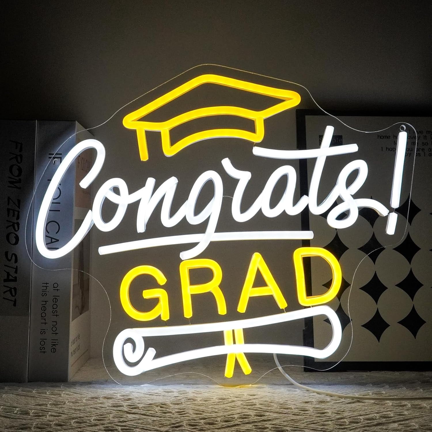 Congrats Grad Neon Sign for Wall Decor Dimmable Class of 2025 Lights ...