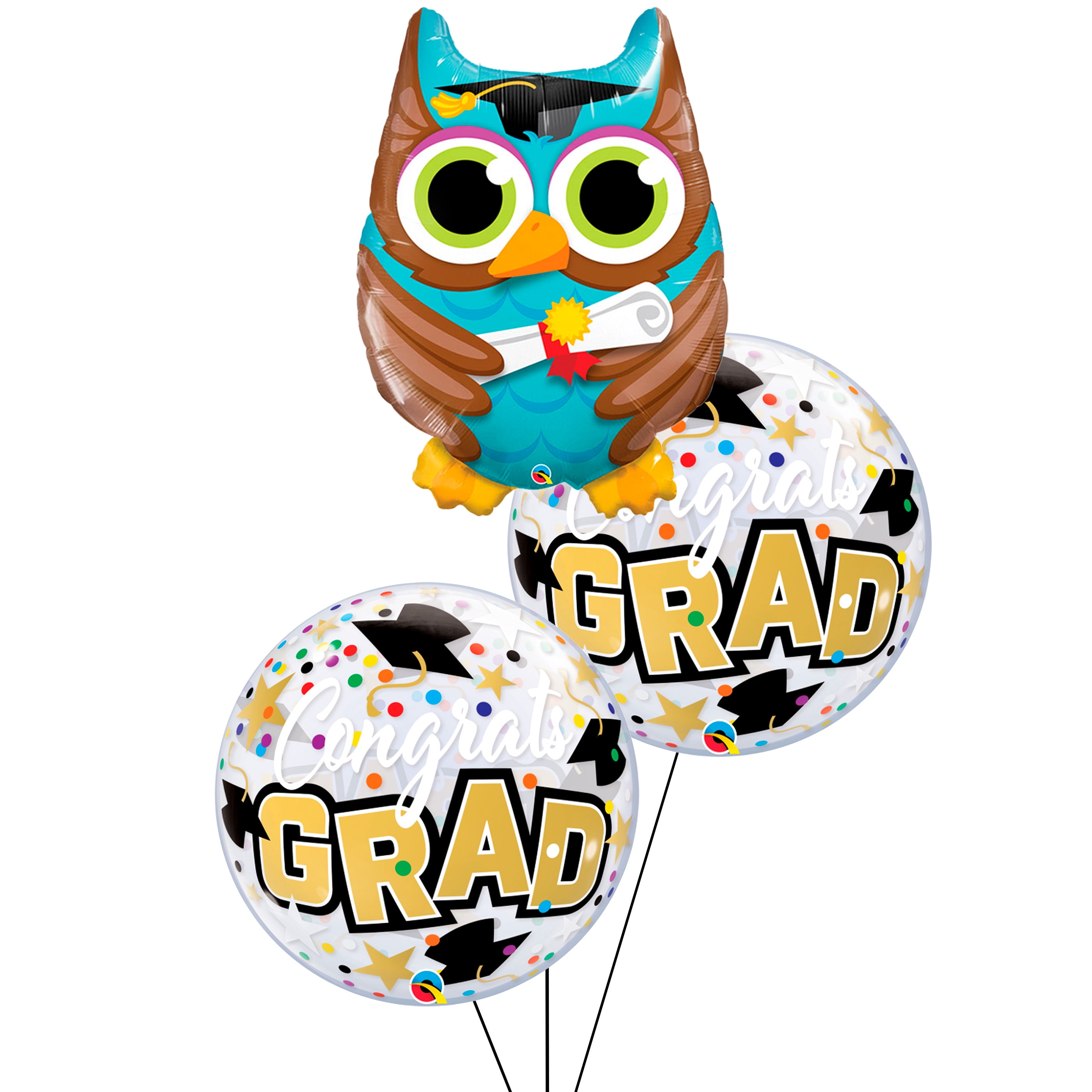 Congrats Grad Owl 3 Piece Balloon Bouquet Graduation Party Decorations ...