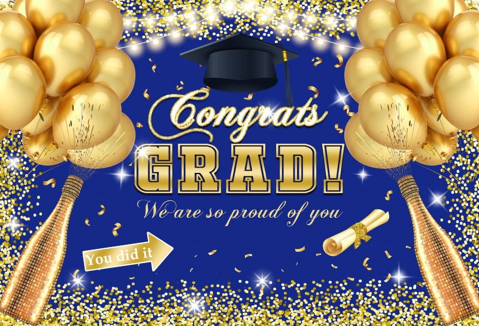 Congrats Grad Photo Backdrop Gold Balloon Champagne Class of 2024 Prom ...