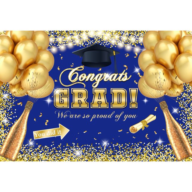 Congrats Grad Photo Backdrop Gold Balloon Champagne Class of 2024 Prom ...