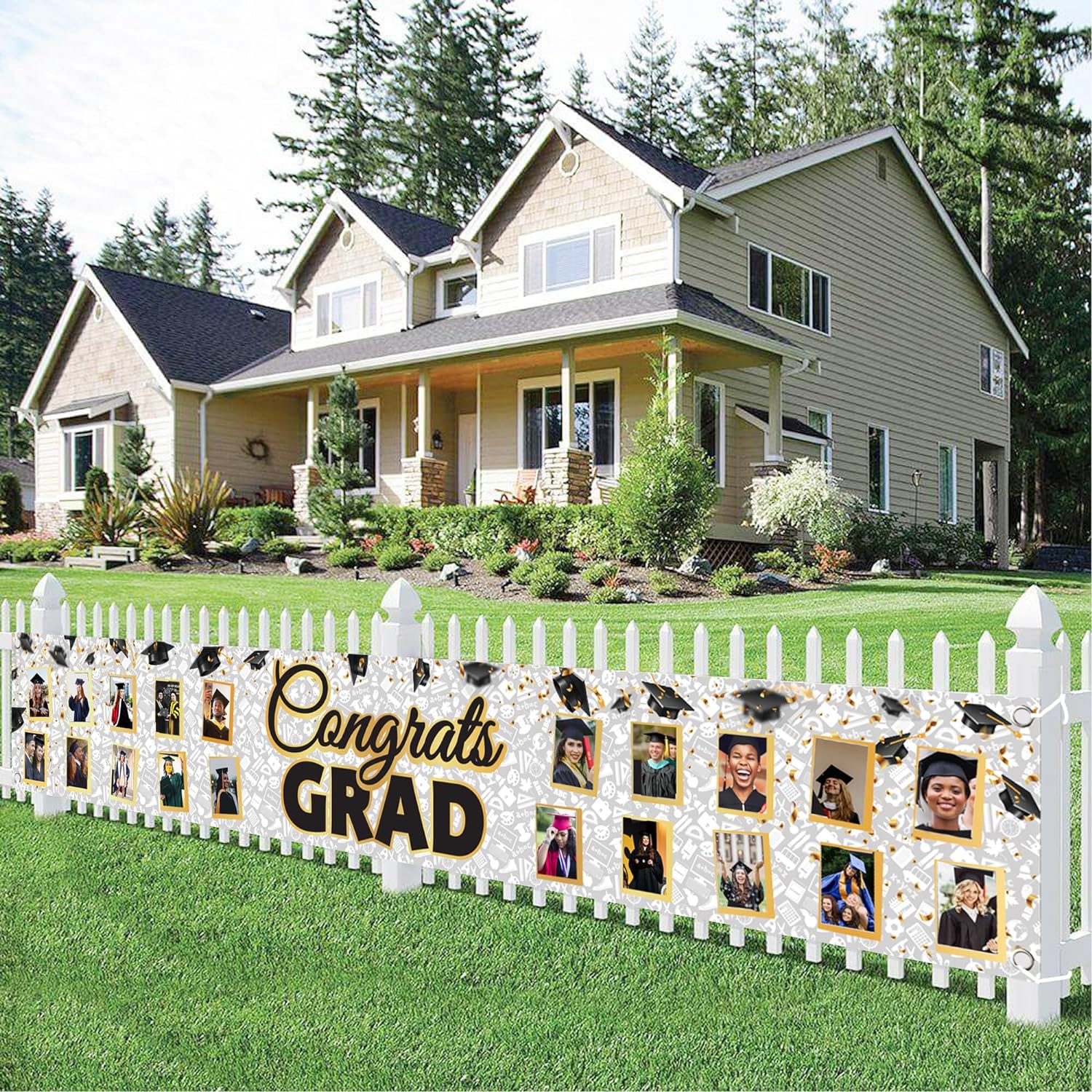 Congrats Grad Photo Banner -11.8 X 47.2 inch | Graduation Yard Banner ...