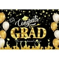 Congrats Grad Photography Backdrop Gold Glitter Balloon Bachelor Cap ...