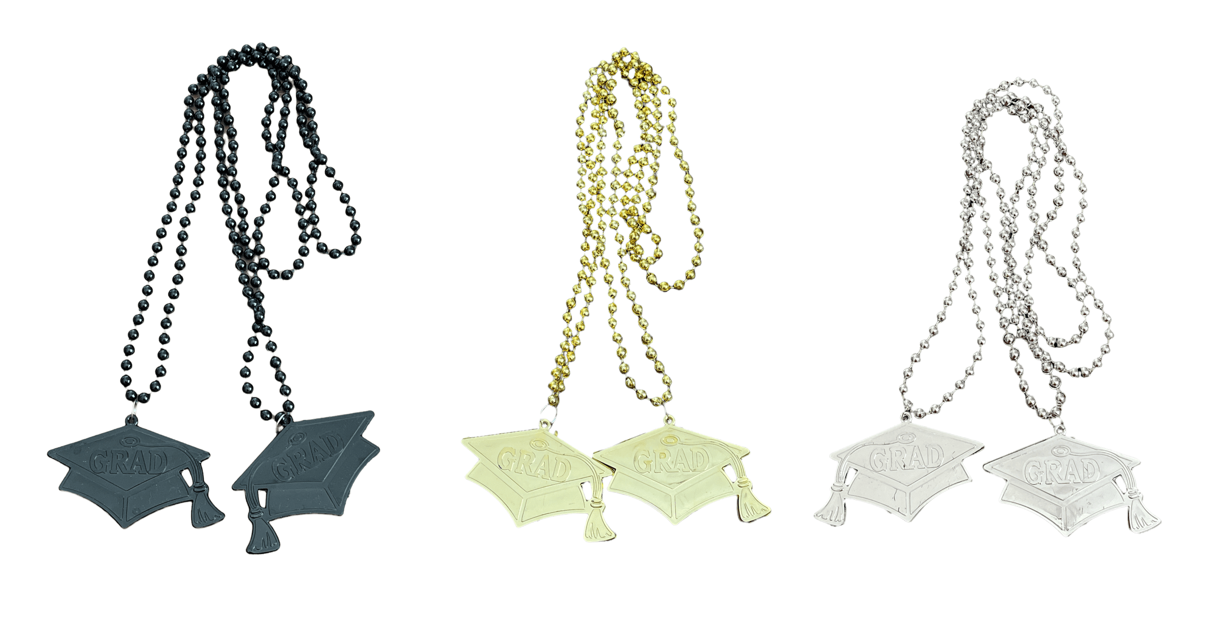 Congrats Grad! Plastic Beads Necklaces w/ Graduation Hat Pendant 3 ...