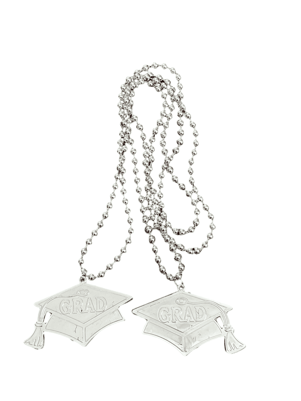 Congrats Grad! Plastic Beads Necklaces w/ Graduation Hat Pendant Silver ...