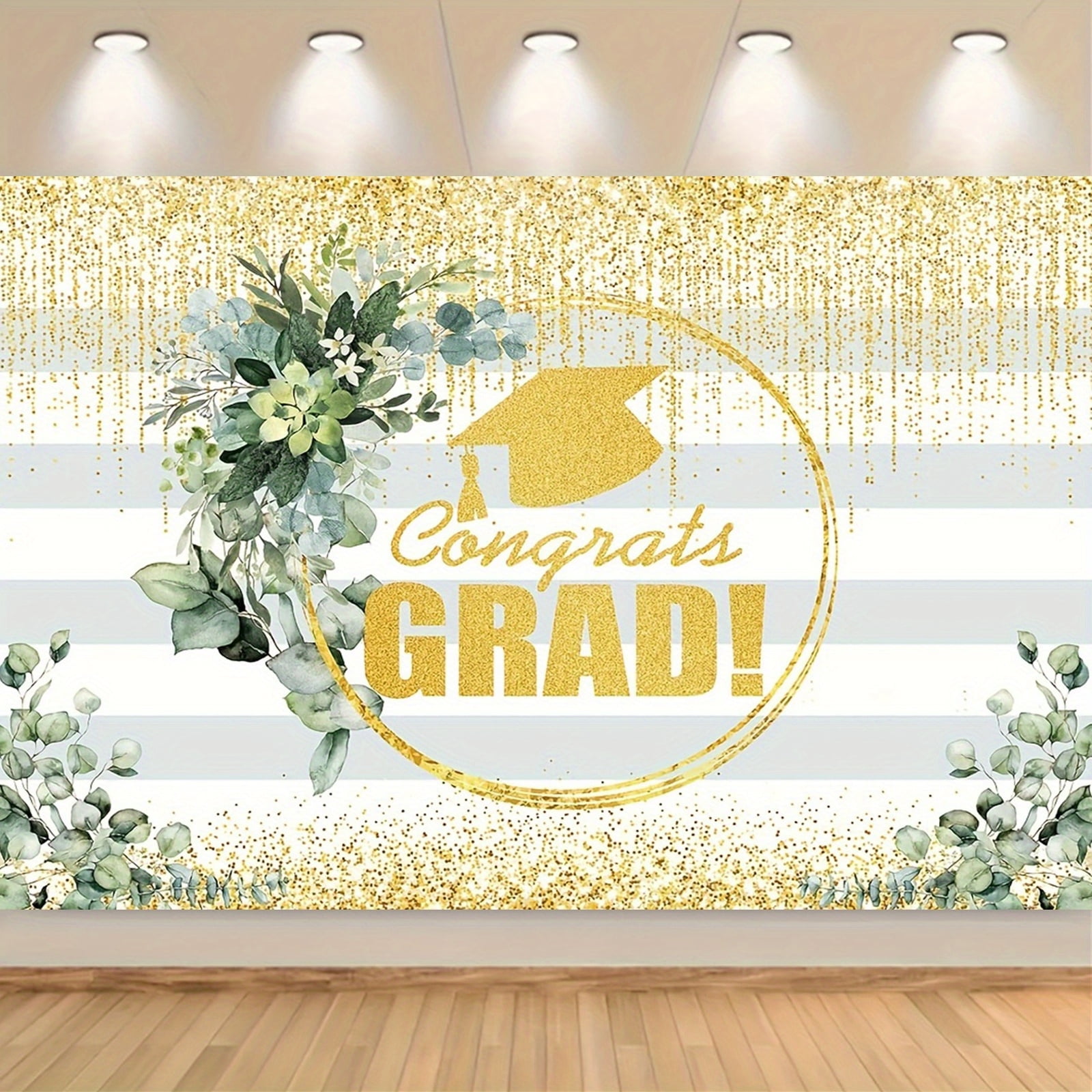 Congrats Grad Polyester Backdrop - Graduation Party Banner, Class of ...