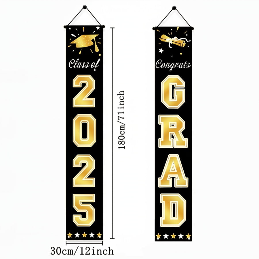 Congrats Grad Porch Sign with "GRAD" Lettering and Graduation Caps ...