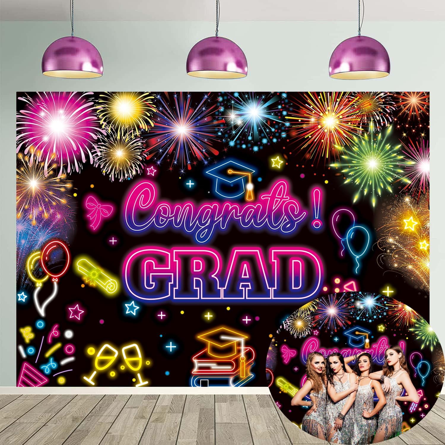 Congrats Grad Pretty Backdrop 2025 Graduation Prom Photography ...