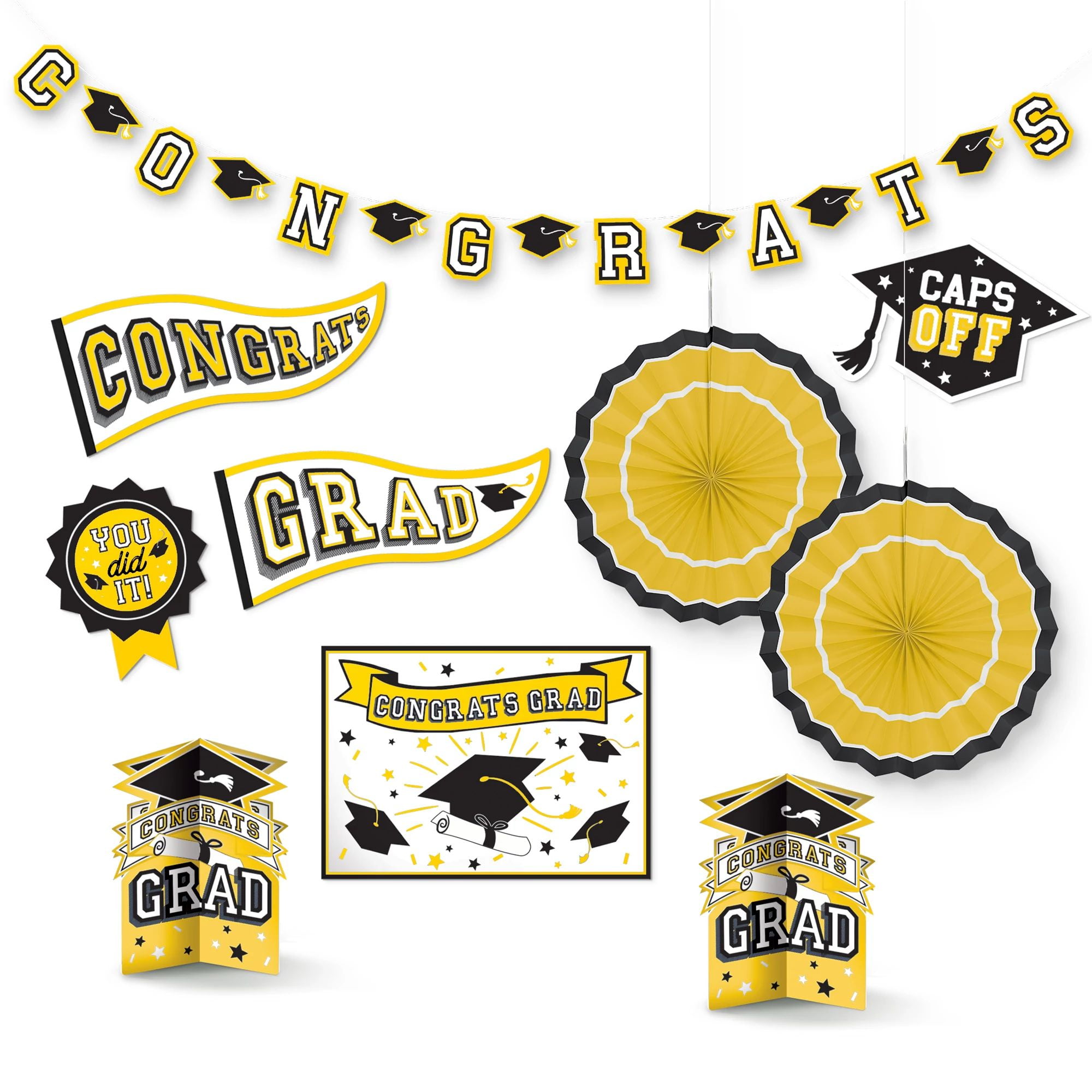 GRADUATION Room Decorating Kit YELLOW Party Decorations Congrats Grad ...