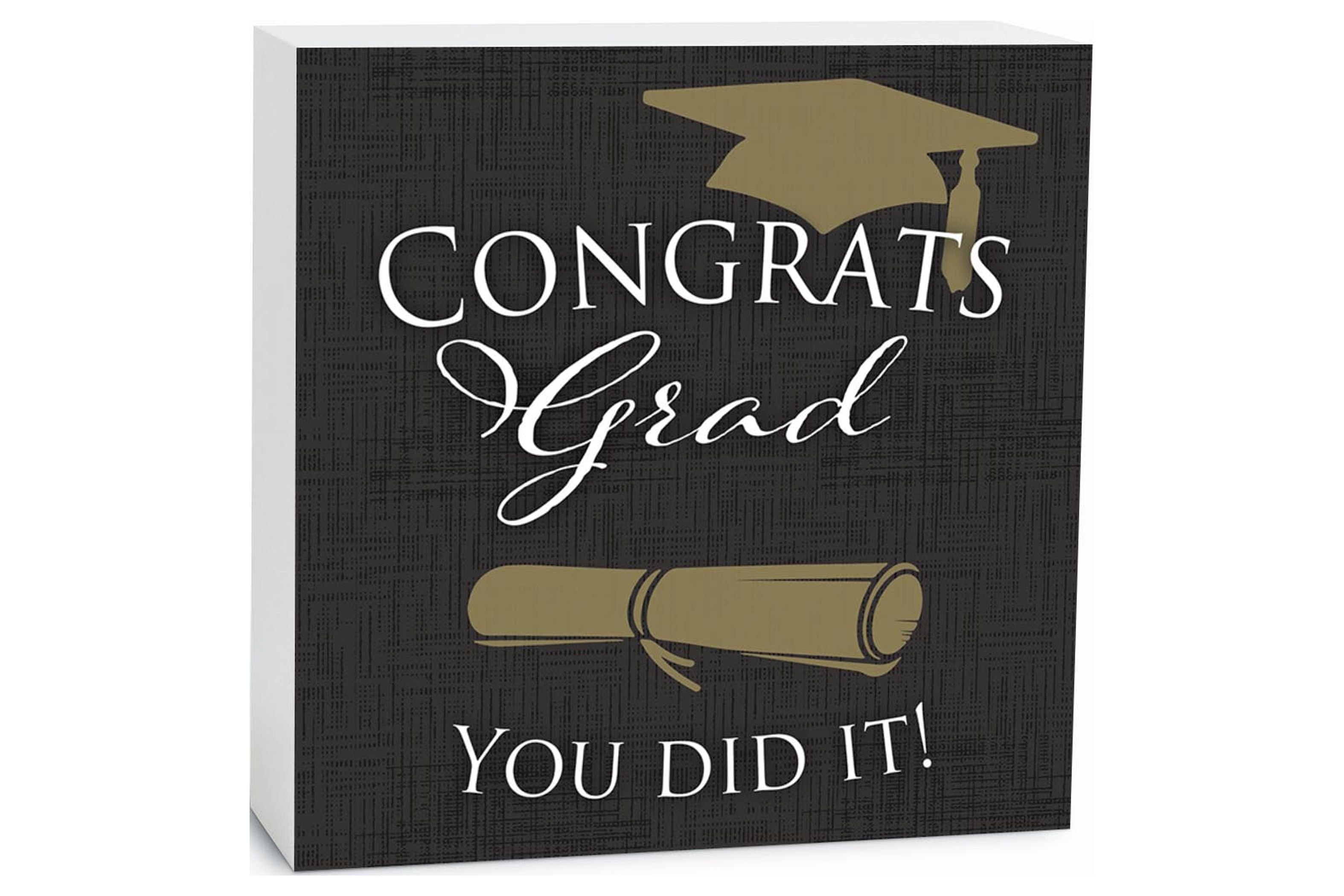 Congrats Grad Slate Grey Cap Diploma 5 x 5 Wood Tabletop Sign Plaque ...