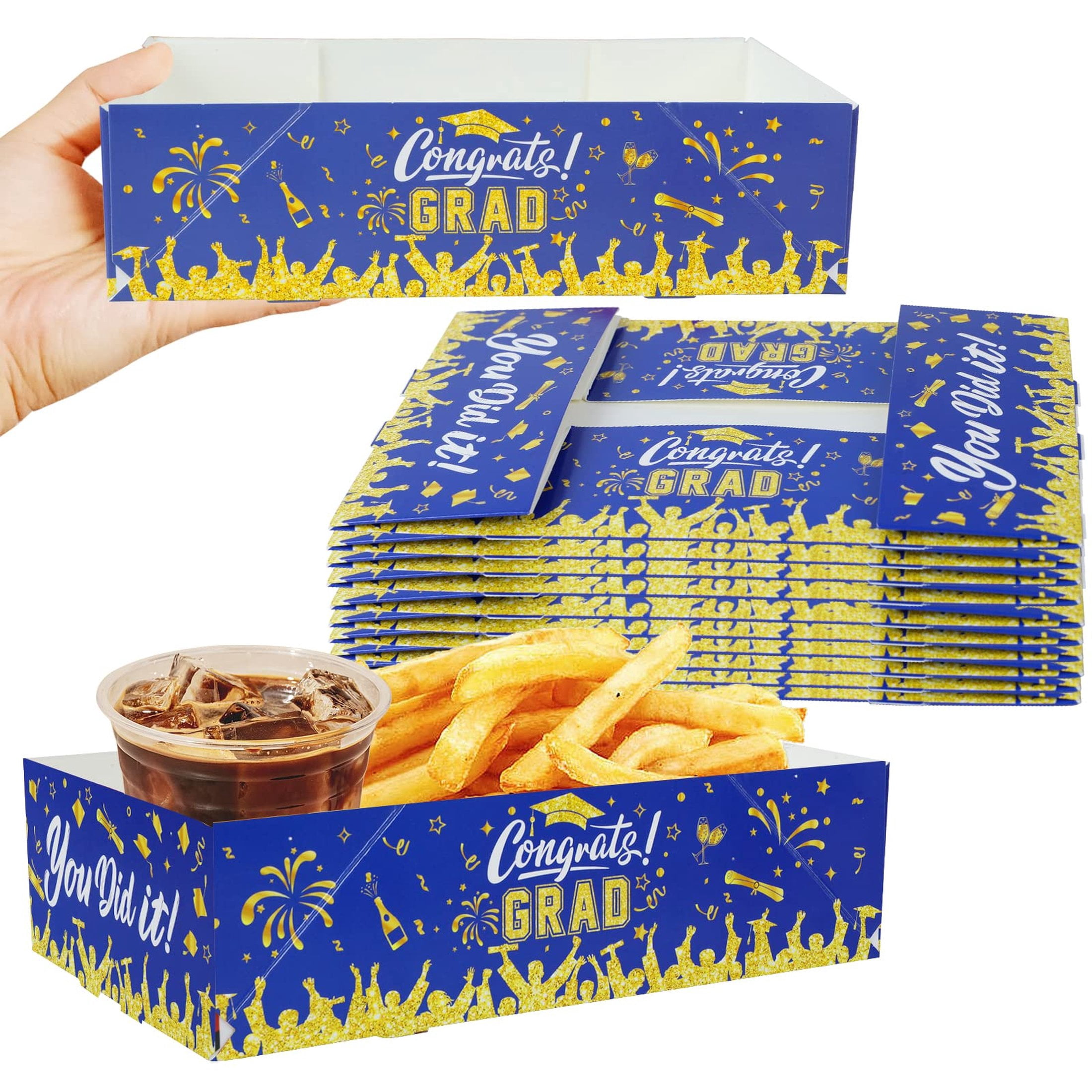 Congrats Grad Snack Trays - 30 Pack Disposable Food Holders for Popcorn ...