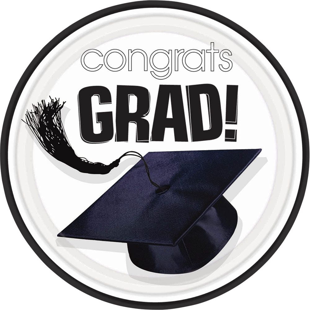 Congrats Grad White 9" Luncheon Plates (18 Pack)- Graduation Party ...