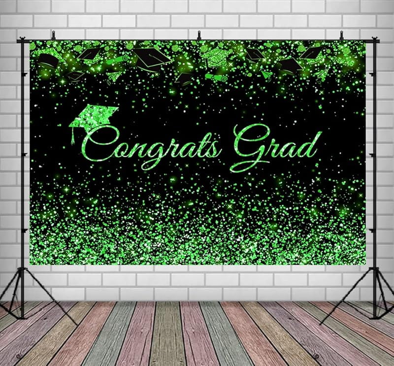Congrats Grad White and Purple Glitter Backdrop Congratulate ...