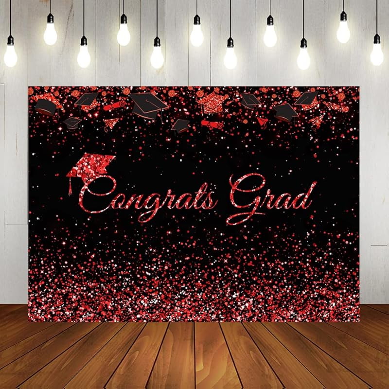 Congrats Grad White and Purple Glitter Backdrop Congratulate ...
