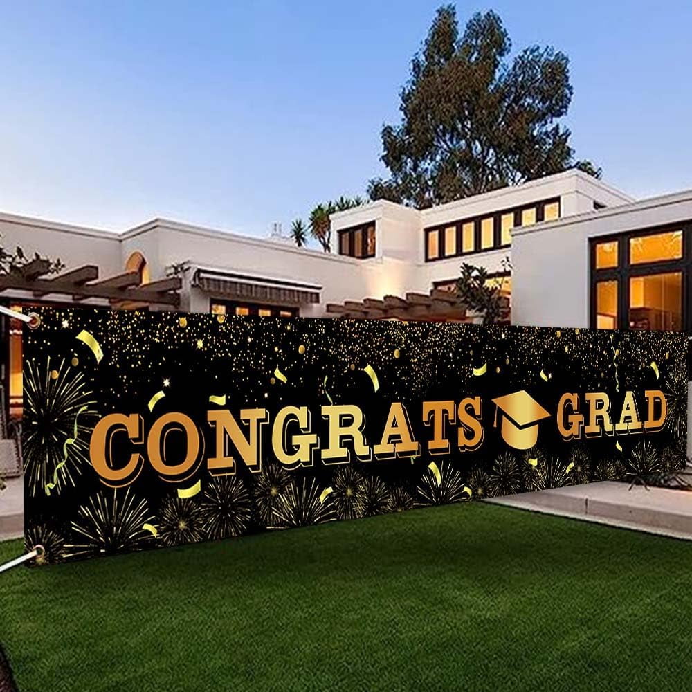 Congrats Grad Yard Banner Outdoor & Indoor Garden Sign Hanging 18 X 98 ...