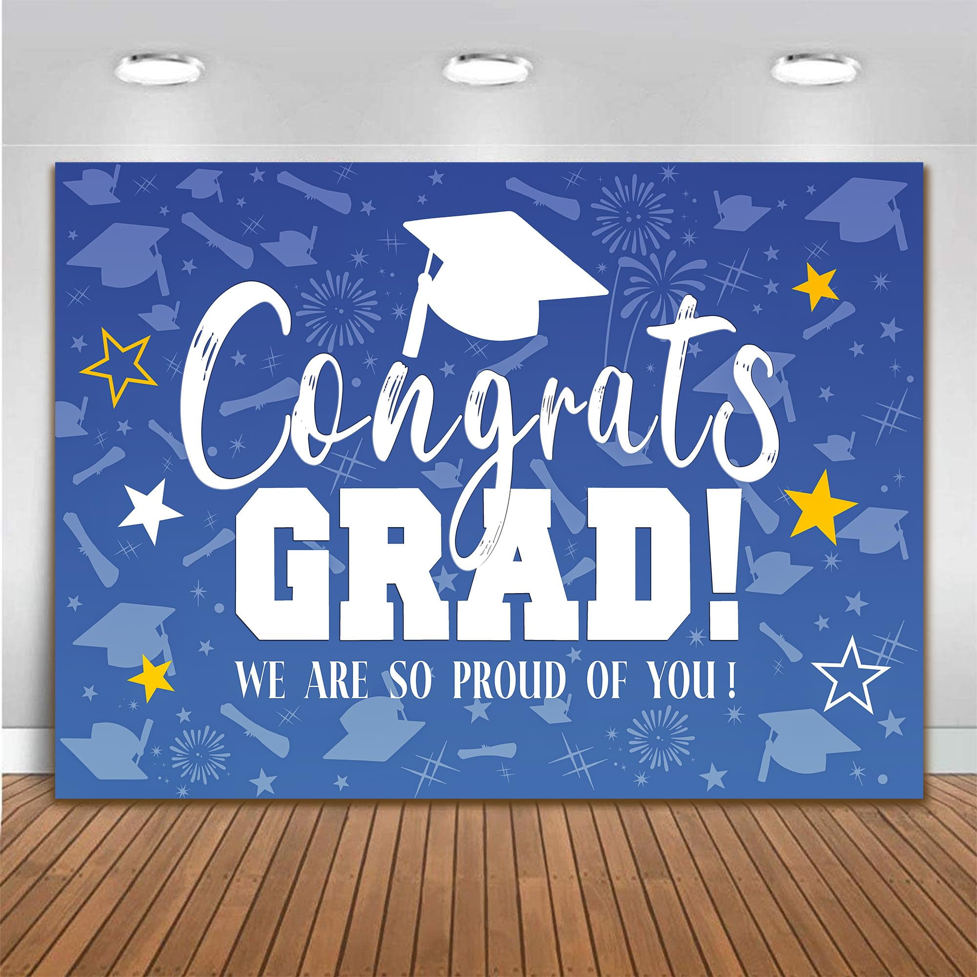Congrats Grade Photo Backdrop Blue Graduation We are so Proud of You ...