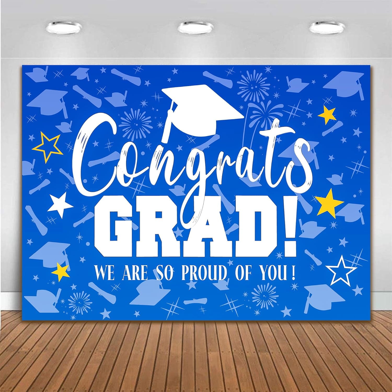 Congrats Grade Photo Backdrop Blue Graduation We are so Proud of You ...