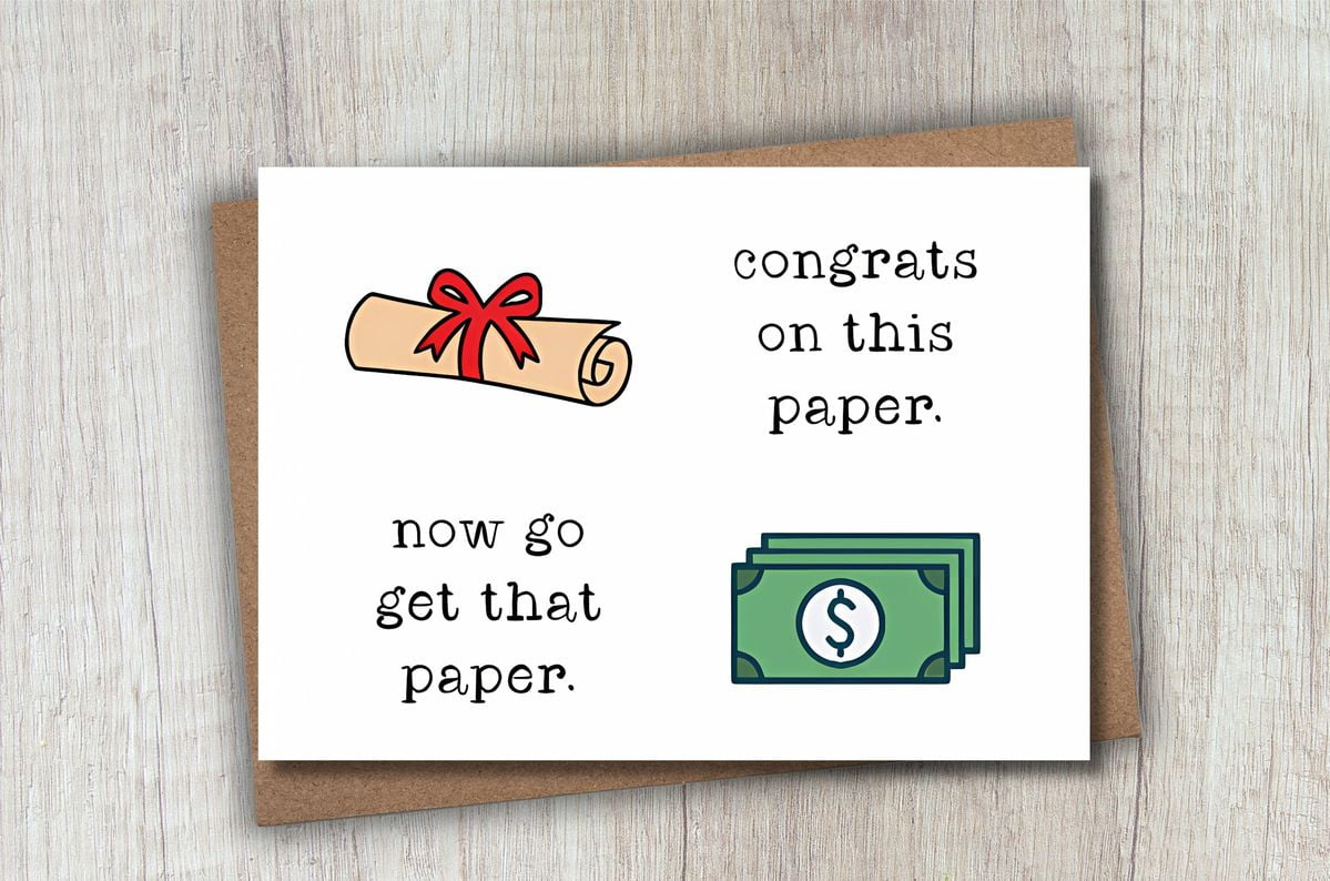 Congrats Graduate Card – Fun Graduation Design with Money and Diploma ...