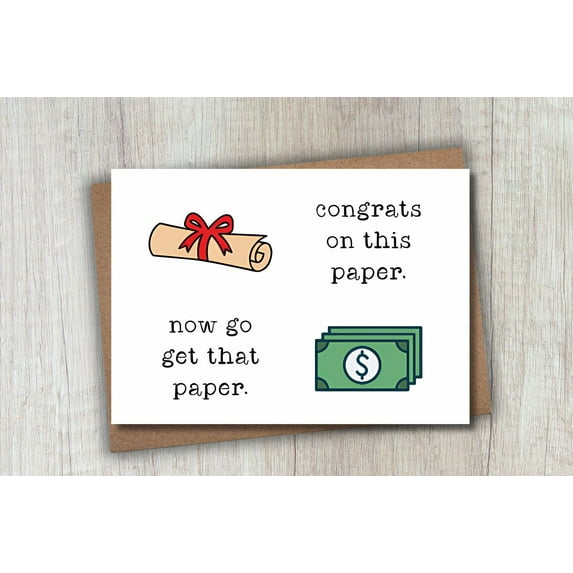 Congrats Graduate Card – Fun Graduation Design with Money and Diploma ...
